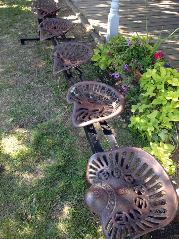 tractor seat bench at thresher festival - Marshmallow Ranch